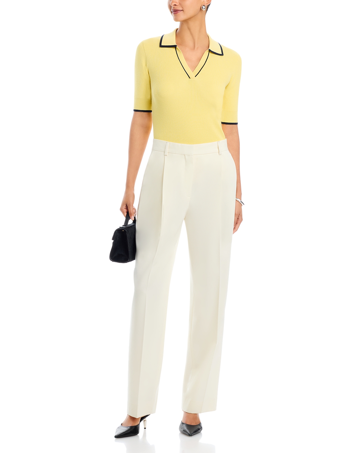 T TAHARI T Tahari Elbow Sleeve Polo Top